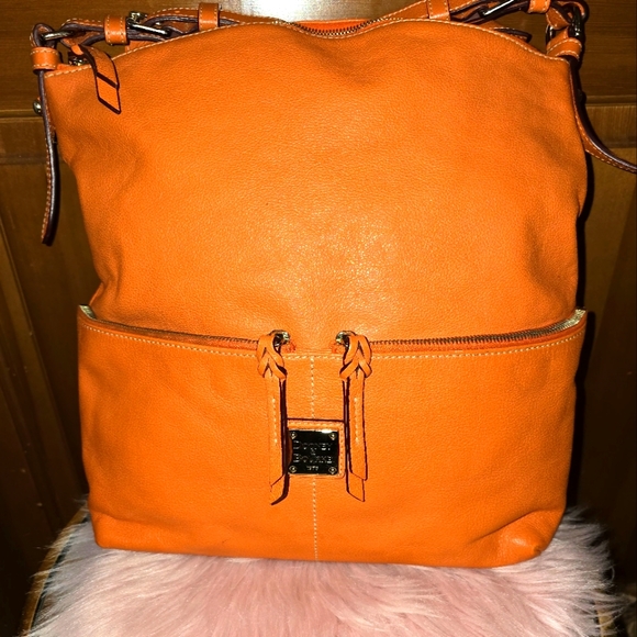 Dooney & Bourke | Bags | Dooney Bourke Large Leather Hobo Bag Burnt ...